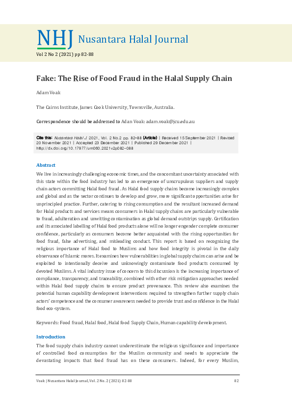 (PDF) Fake: The Rise of Food Fraud in the Halal Supply Chain