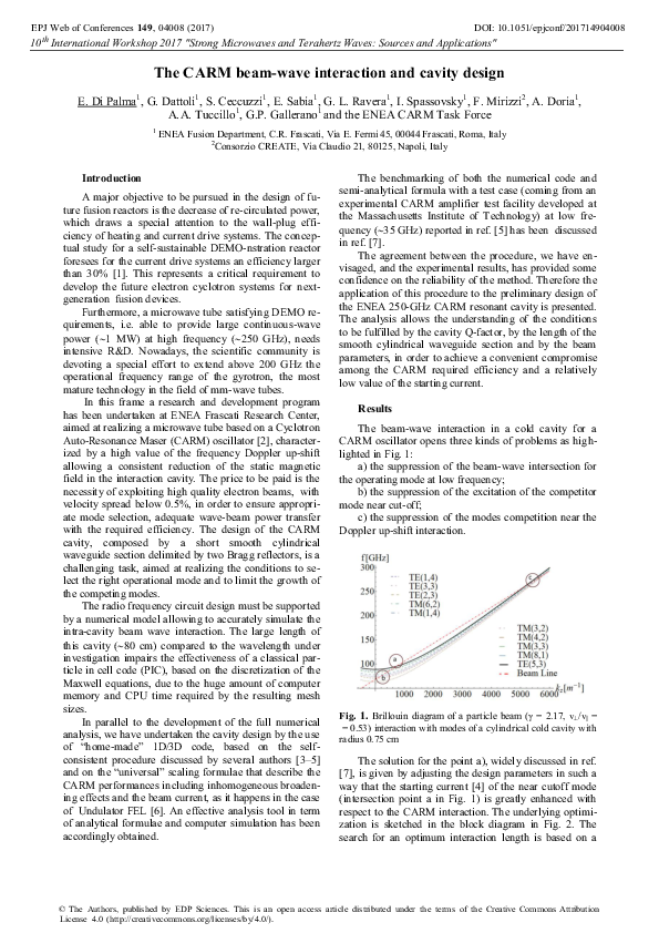 (PDF) The CARM beam-wave interaction and cavity design