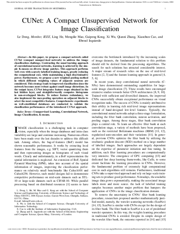 (PDF) CUNet: A Compact Unsupervised Network for Image Classification