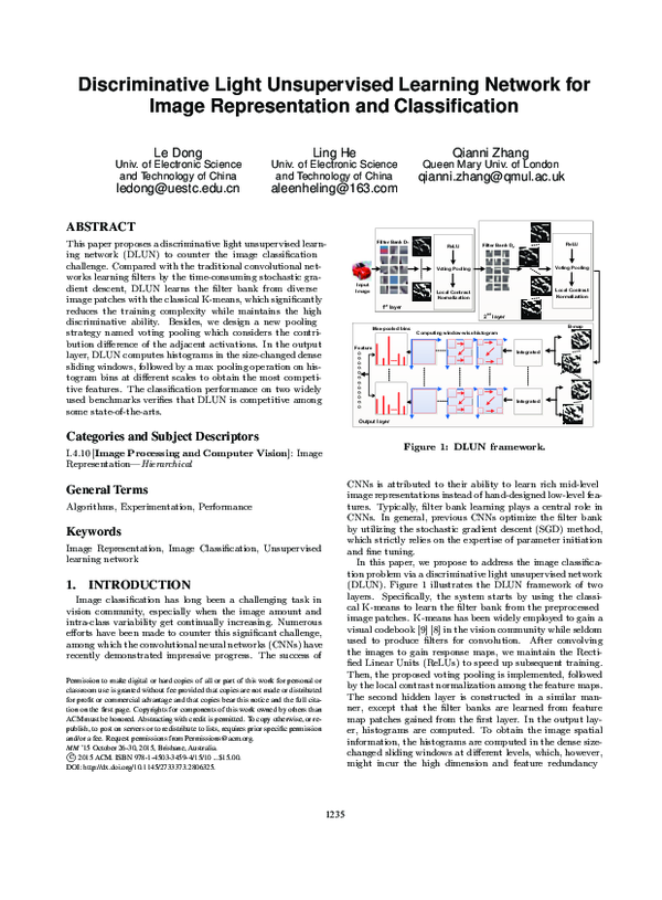 (PDF) Discriminative Light Unsupervised Learning Network for Image Representation and Classification