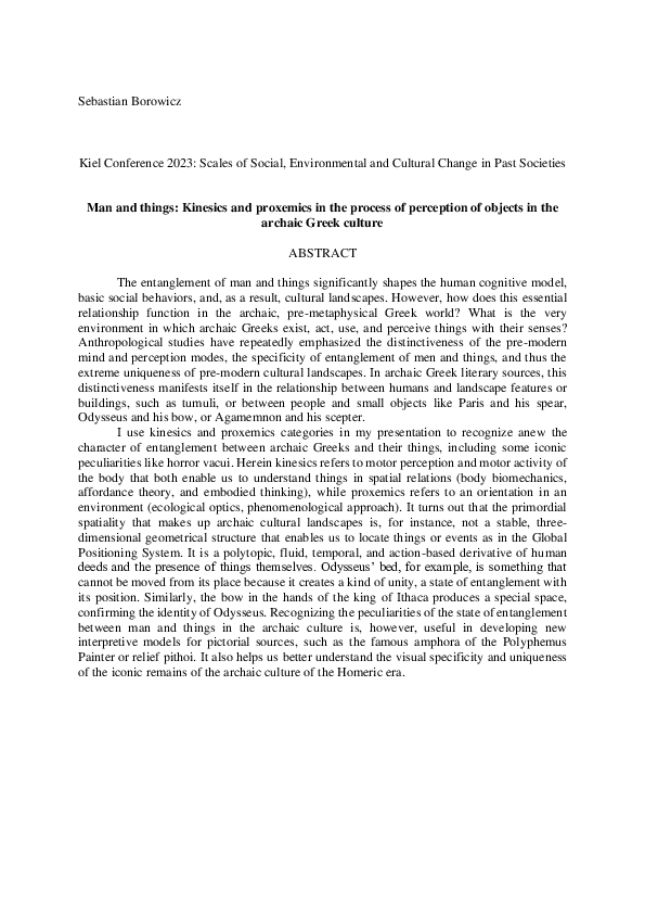 (PDF) Man and things: Kinesics and proxemics in the process of ...