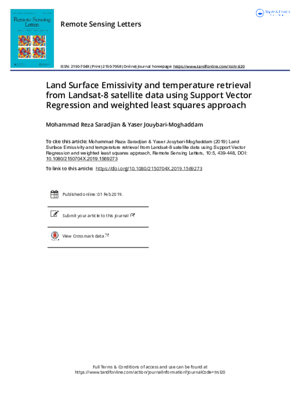 Pdf Land Surface Emissivity And Temperature Retrieval From Landsat 8 Satellite Data Using