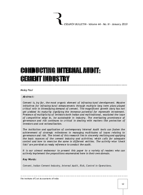 (PDF) Conducting Internal Audit: Cement Industry