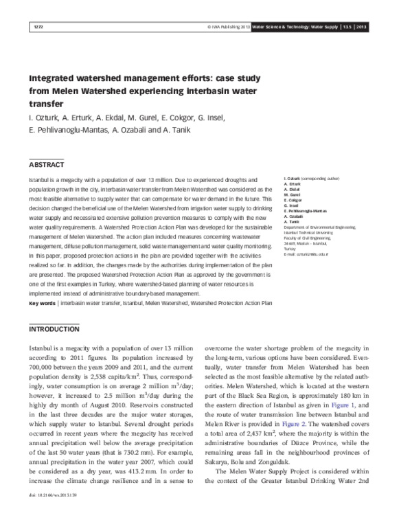 Integrated watershed management efforts: case study from Melen ...