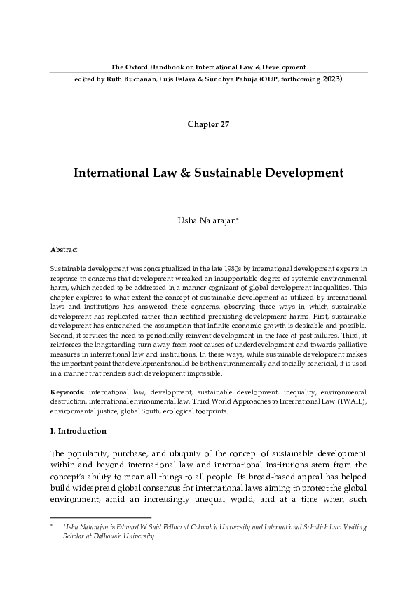 (PDF) International Law & Sustainable Development