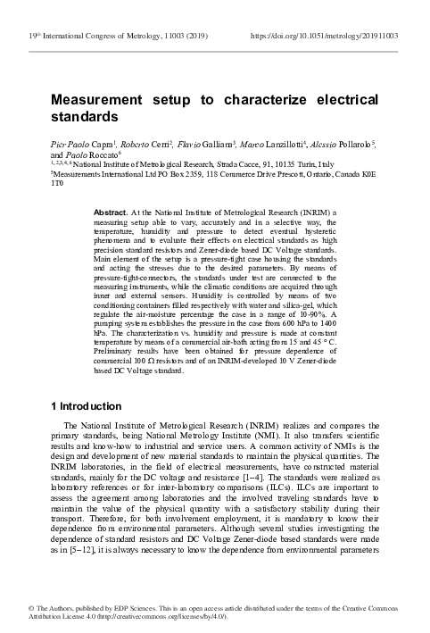 (PDF) Measurement setup to characterize electrical standards