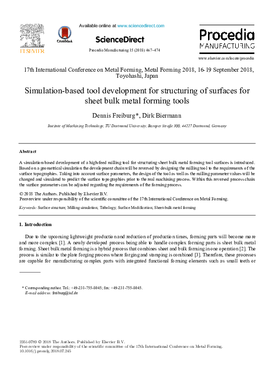 (PDF) Simulation-based tool development for structuring of surfaces for ...