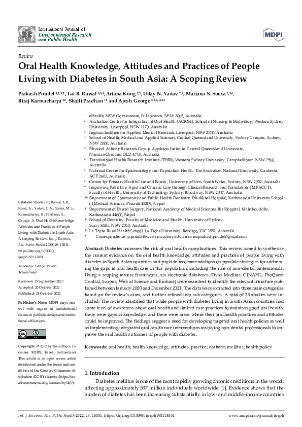 (PDF) Oral Health Knowledge, Attitudes and Practices of People Living ...