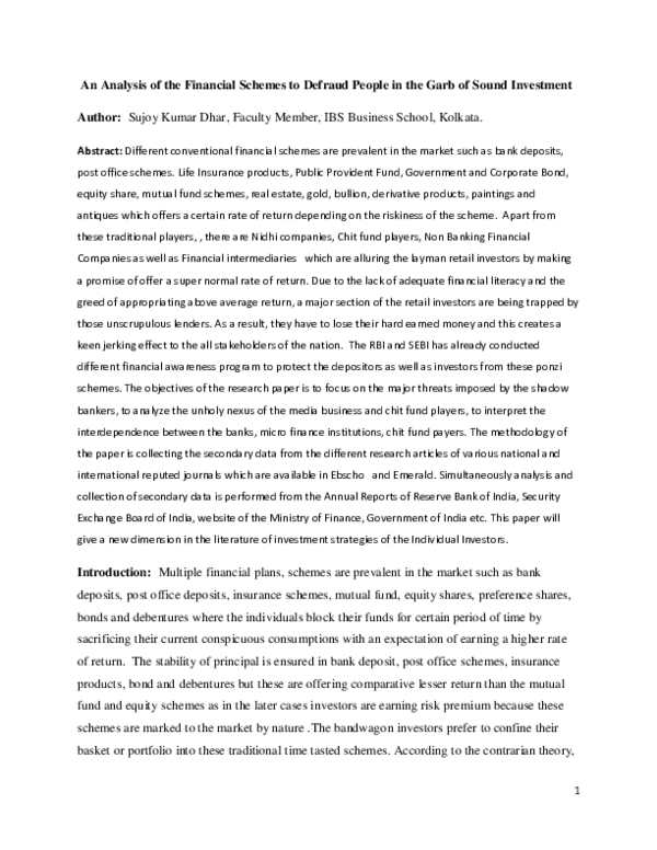 (PDF) An Analysis of the Financial Schemes to Defraud People in the ...