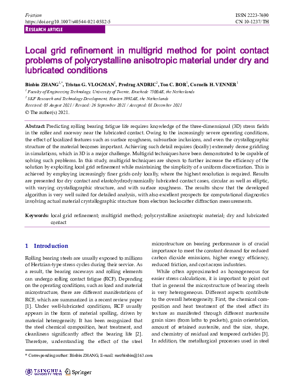 Pdf Local Grid Refinement In Multigrid Method For Point Contact Problems Of Polycrystalline
