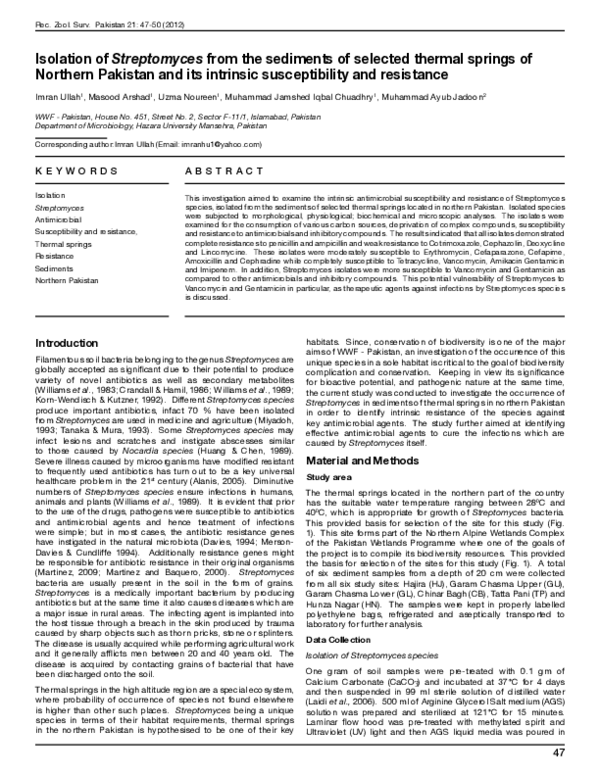 (PDF) Isolation of Streptomyces from the sediments of selected thermal springs of Northern ...