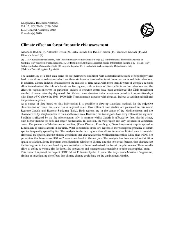 (PDF) Climate effect on forest fire static risk assessment