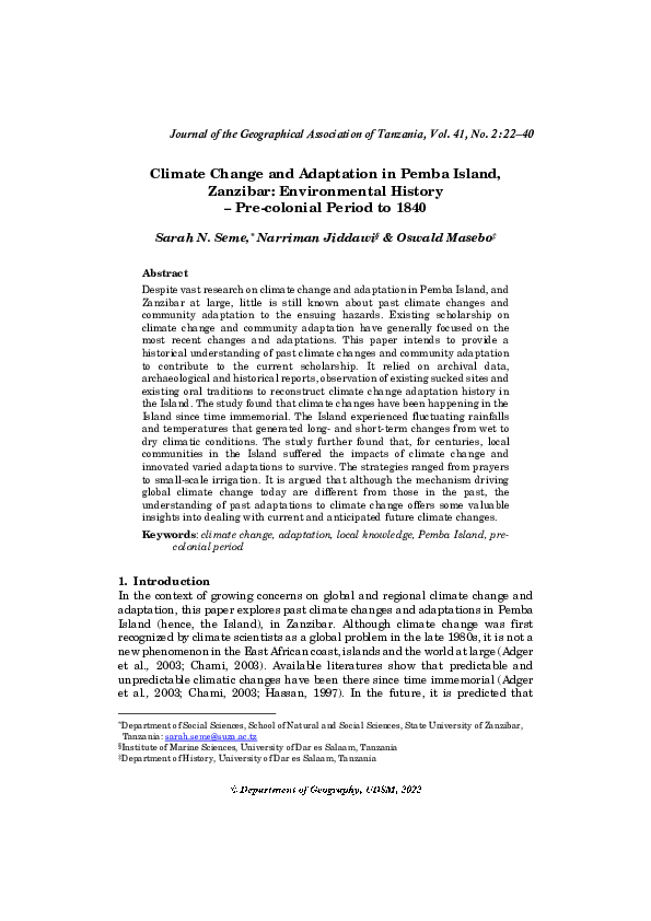 (PDF) Climate Change and Adaptation in Pemba Island, Zanzibar ...