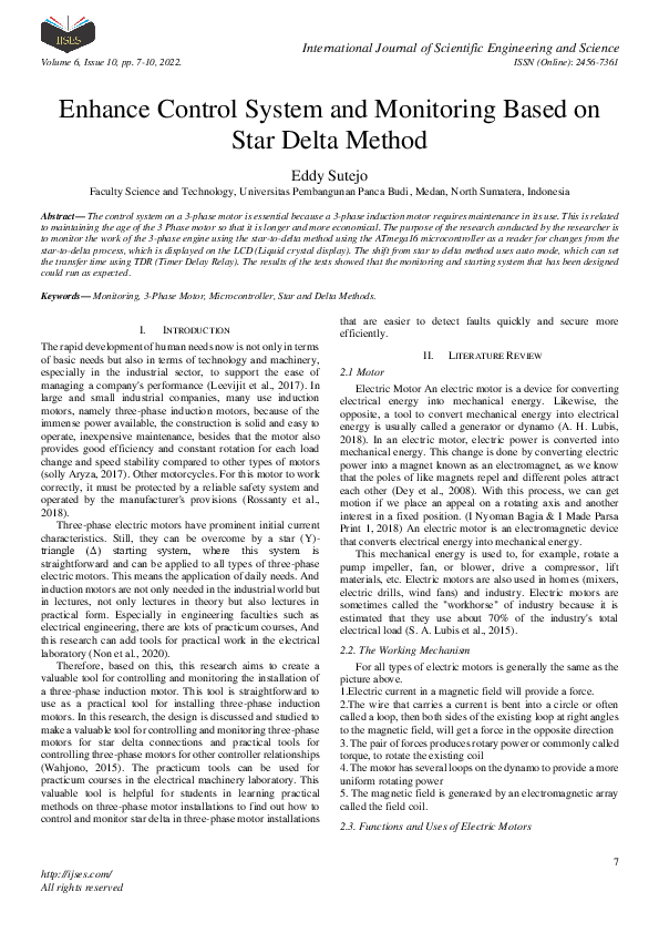 (PDF) Enhance Control System and Monitoring Based on Star Delta Method