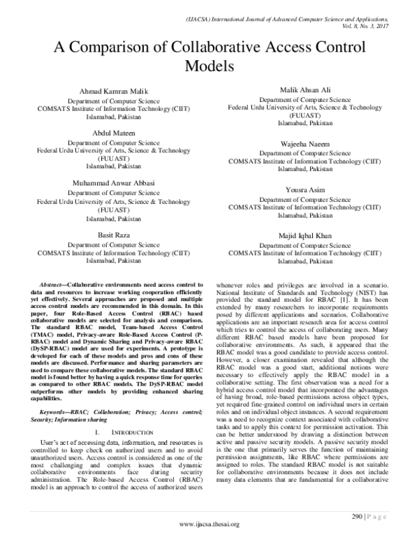 (PDF) A Comparison of Collaborative Access Control Models