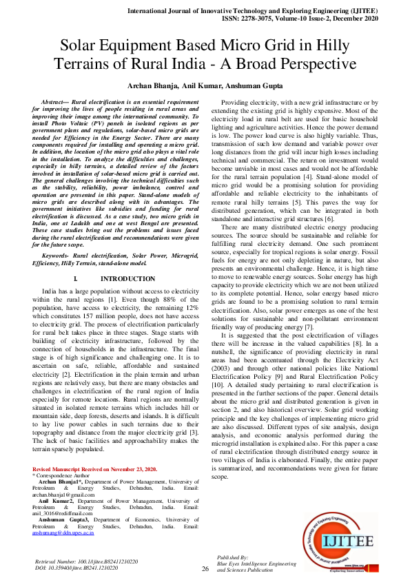 (PDF) Solar Equipment Based Micro Grid in Hilly Terrains of Rural India ...