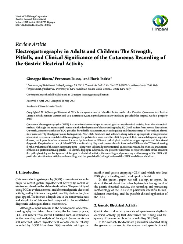 (PDF) Electrogastrography in adults and children: the strength ...