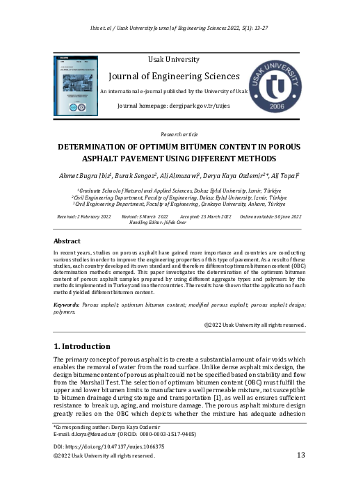 (PDF) Determination of Optimum Bitumen Content in Porous Asphalt ...