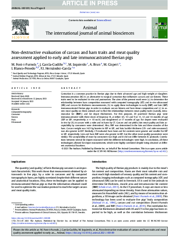 (PDF) Non-destructive evaluation of carcass and ham traits and meat ...