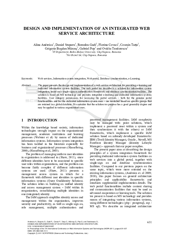 (PDF) Design and Implementation of an Integrated Web Service Architecture