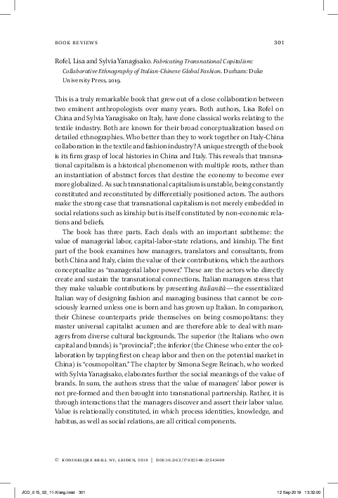 (PDF) Book Review on Fabricating Transnational Capitalism, by Lisa ...