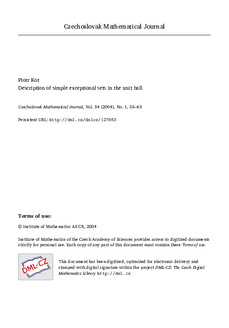(PDF) Description of Simple Exceptional Sets in the Unit Ball