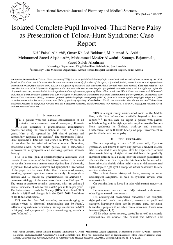 (PDF) Isolated Complete-Pupil Involved-Third Nerve Palsy as ...