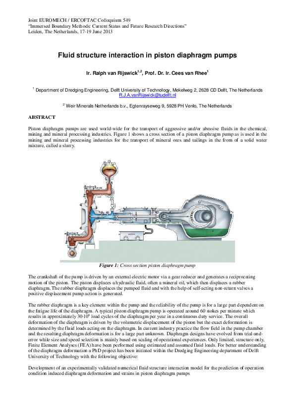 (PDF) Fluid structure interaction (FSI) in piston diaphragm pumps