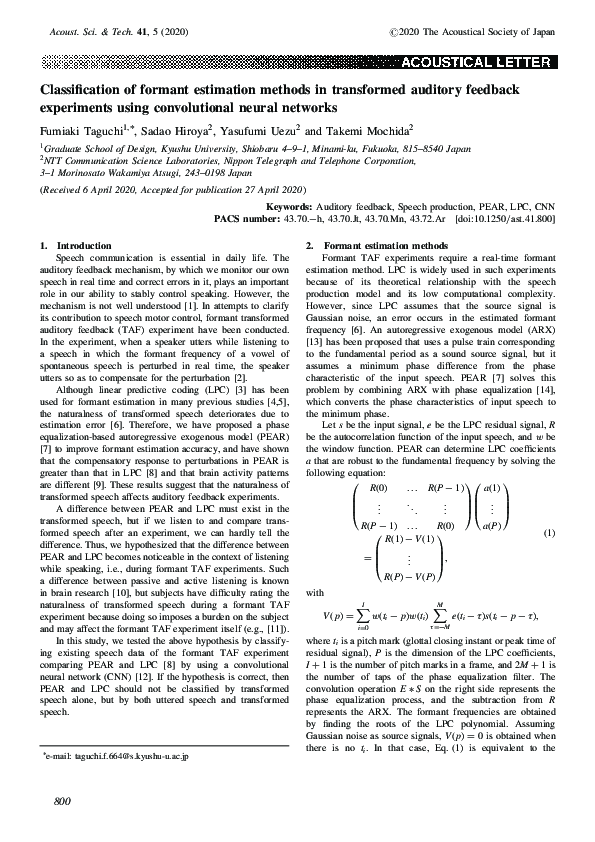 (PDF) Classification of formant estimation methods in transformed auditory feedback experiments ...