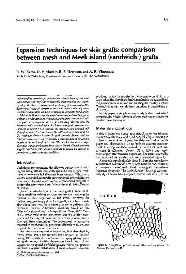(PDF) Expansion techniques for skin grafts: comparison between mesh and ...