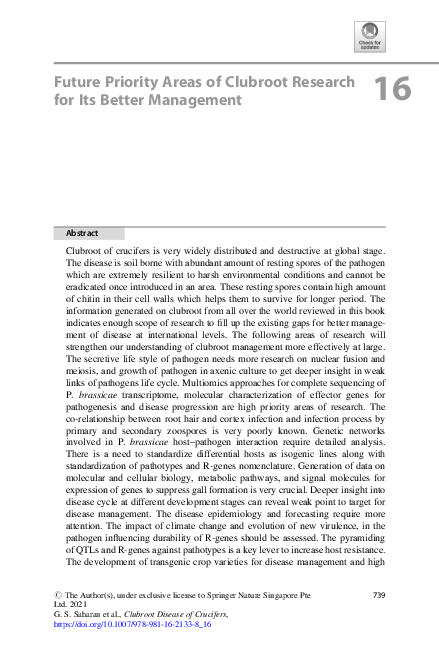 (PDF) Future Priority Areas of Clubroot Research for Its Better Management