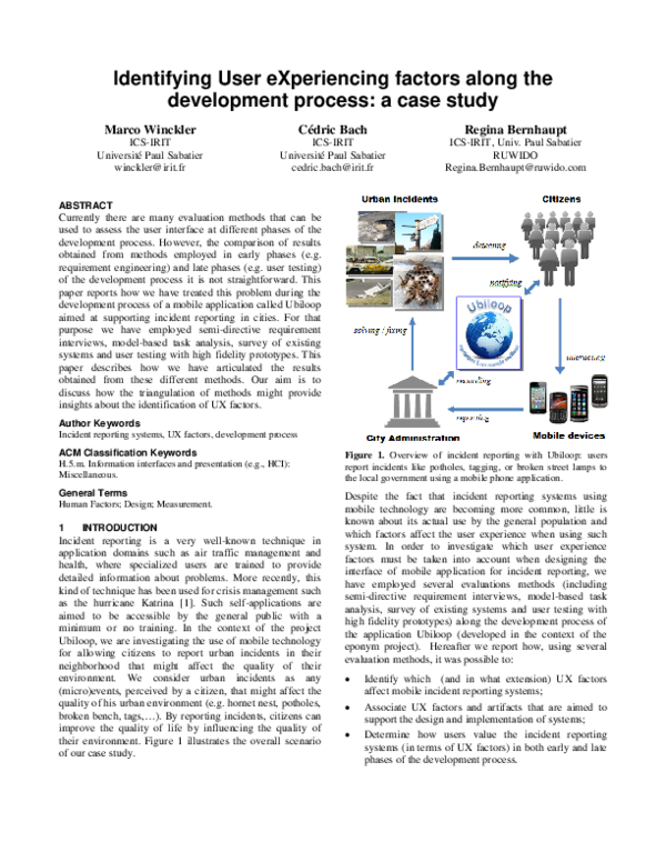 (PDF) Identifying User eXperiencing Factors along the Development Process: A Case Study | Cedric ...