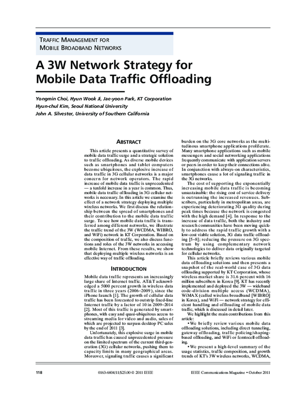 (PDF) A 3W network strategy for mobile data traffic offloading