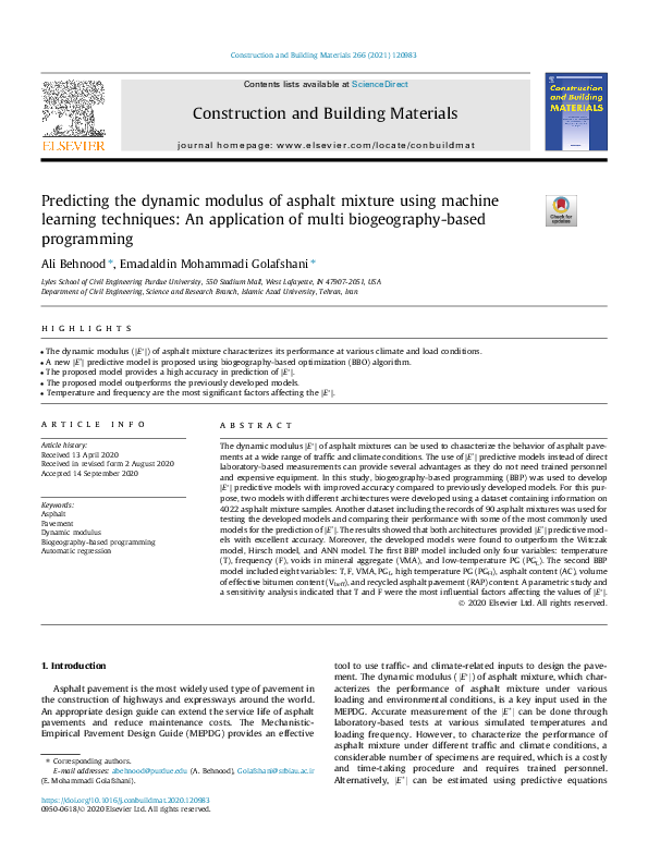 Pdf Predicting Dynamic Modulus Of Asphalt Mixtures With Differential Method