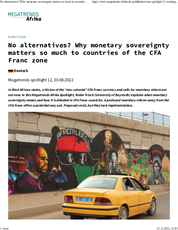 (PDF) No alternatives? Why monetary sovereignty matters so much to ...