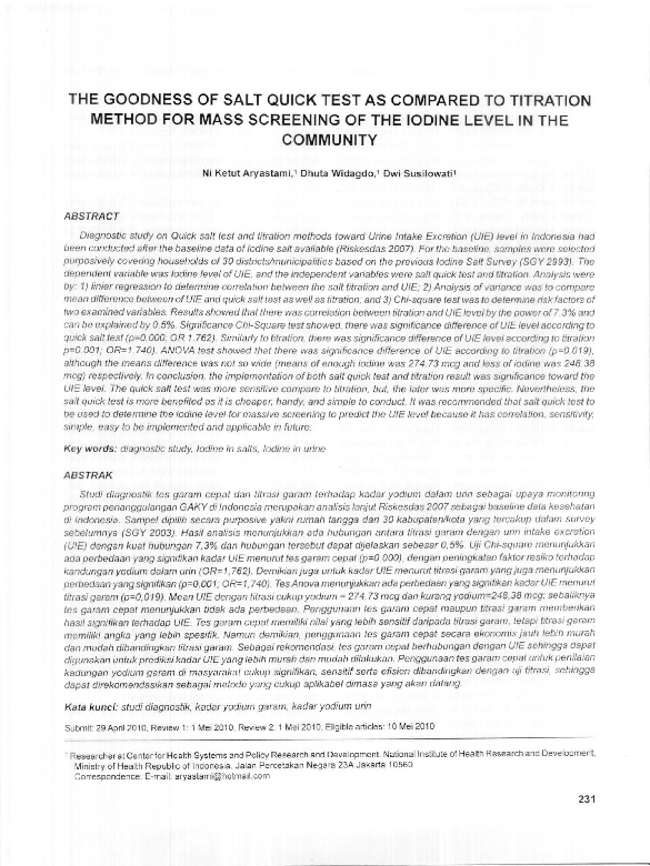 (PDF) The Goodness of Salt Quick Test as Compared to Titration Method ...