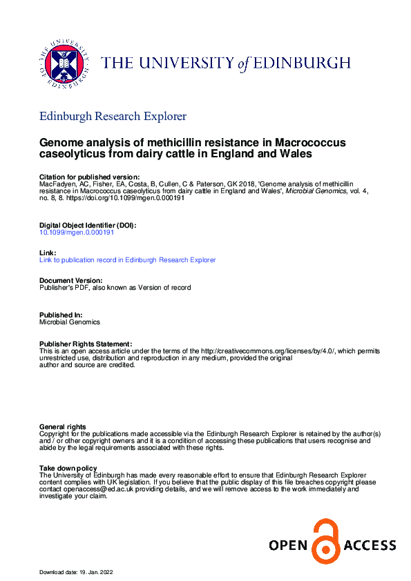 (PDF) Genome analysis of methicillin resistance in Macrococcus ...