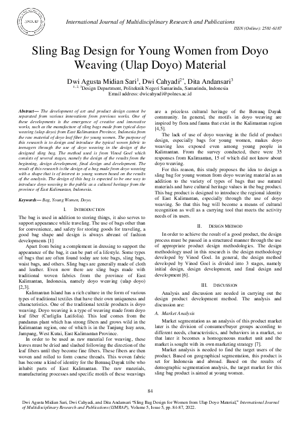 (PDF) Sling Bag Design for Young Women from Doyo Weaving (Ulap Doyo ...