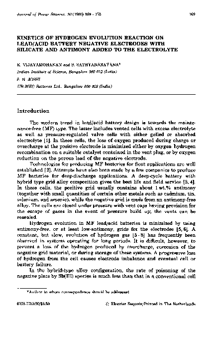 Pdf Kinetics Of Hydrogen Evolution Reaction On Lead Acid Battery Negative Electrodes With