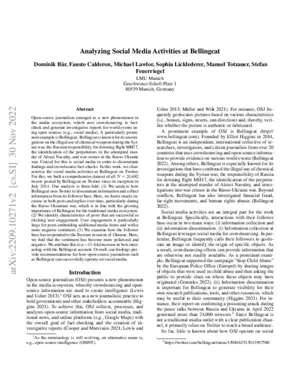 (PDF) Analyzing Social Media Activities at Bellingcat