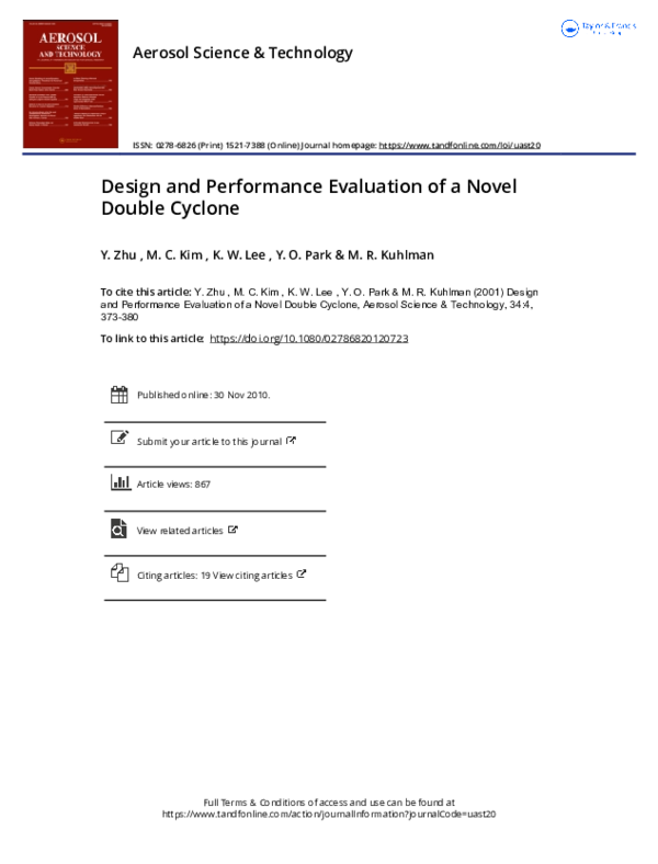 (PDF) Design and Performance Evaluation of a Novel Double Cyclone