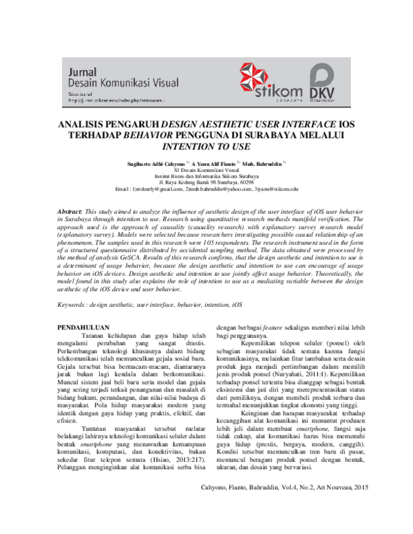 (PDF) Analisis Pengaruh Design Aesthetic User Interface Ios Terhadap Behavior Pengguna DI ...