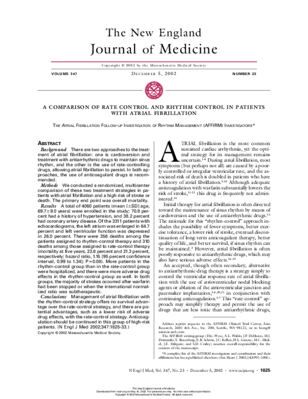 (PDF) A Comparison of Rate Control and Rhythm Control in Patients with ...