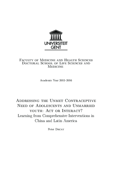 (PDF) Addressing the unmet contraceptive need of adolescents and ...