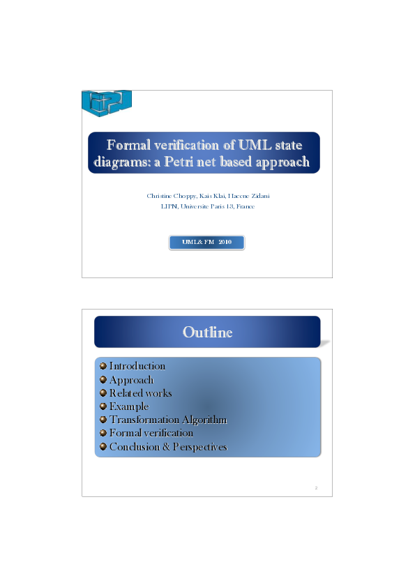 Pdf Formal Verification Of Uml State Diagrams Kais Klai