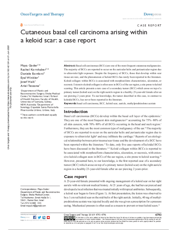 (PDF) Cutaneous basal cell carcinoma arising within a keloid scar: a ...