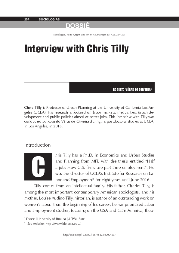 (PDF) Interview with Chris Tilly