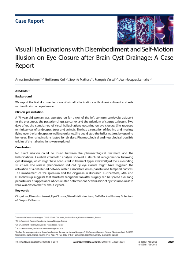 (PDF) Visual Hallucinations with Disembodiment and Self-Motion Illusion ...
