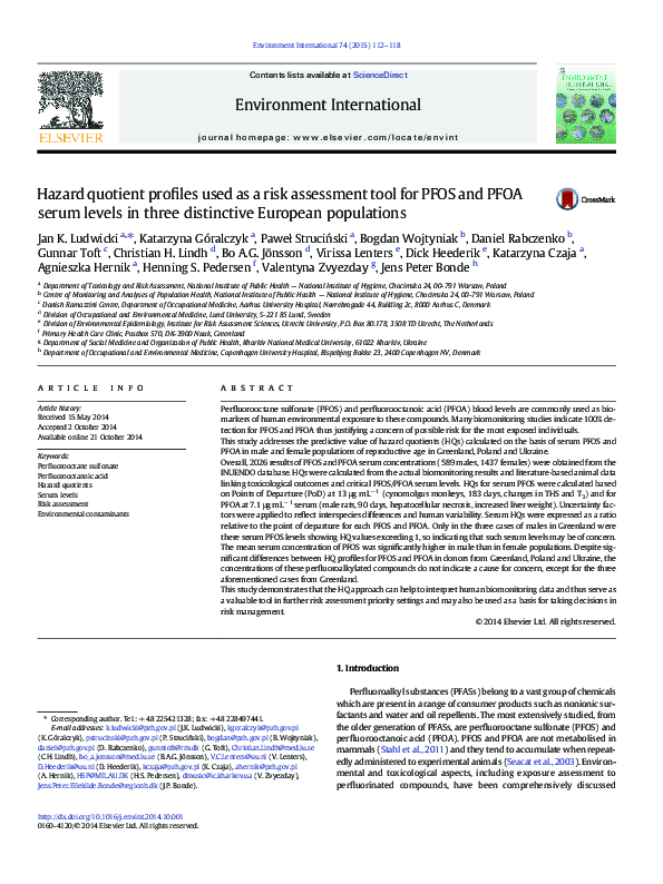 (PDF) Hazard quotient profiles used as a risk assessment tool for PFOS ...