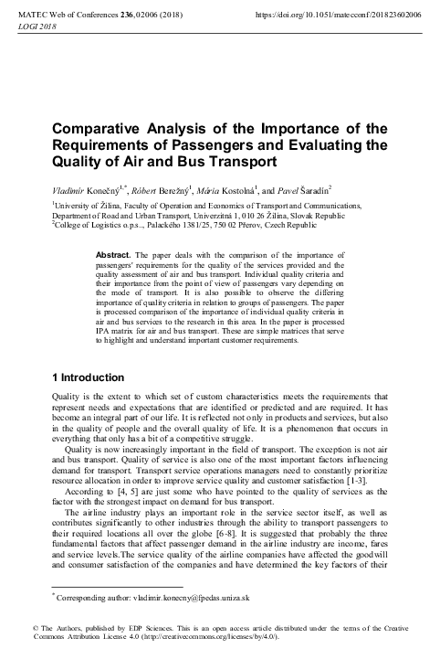 (PDF) Comparative Analysis of the Importance of the Requirements of Passengers and Evaluating ...